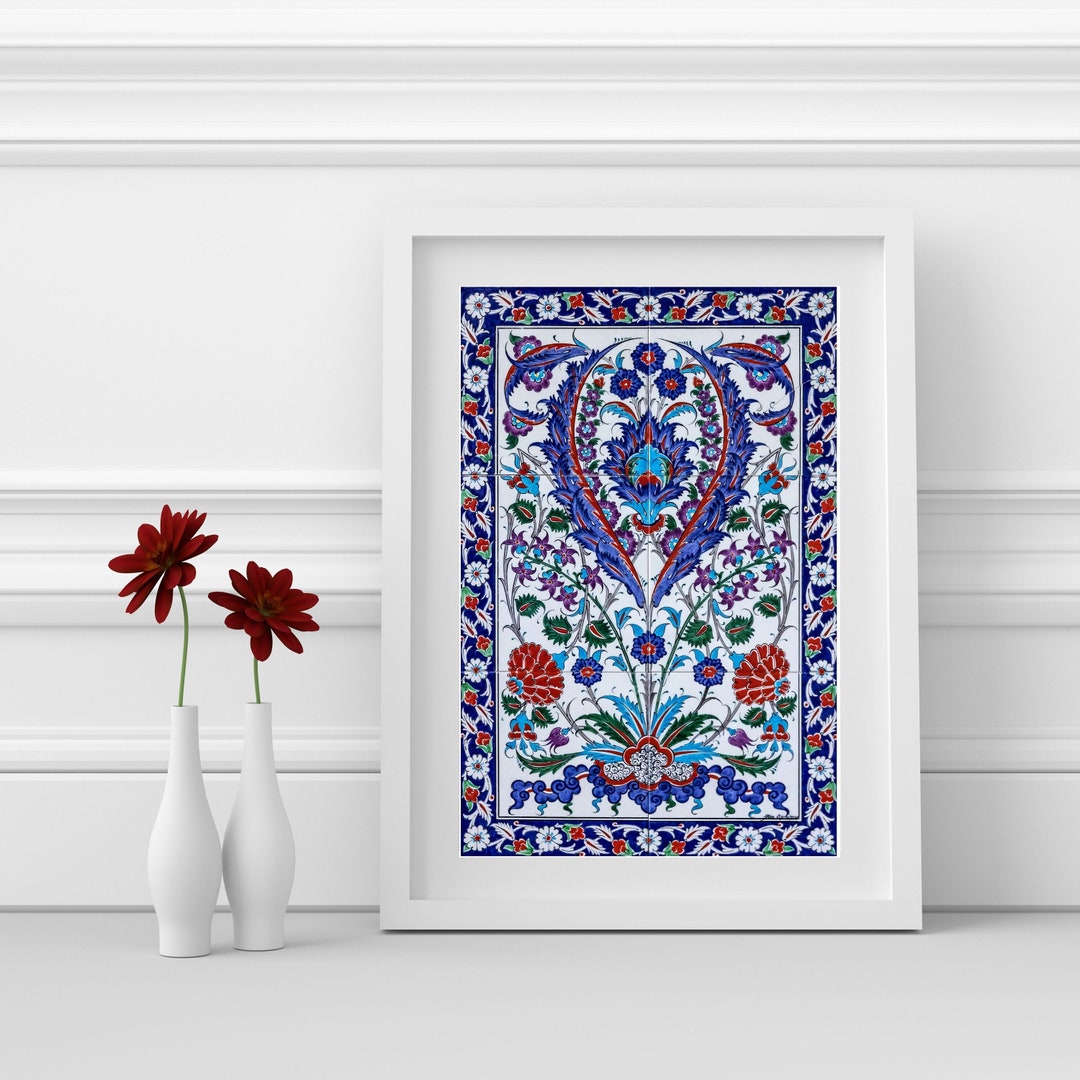 Islamic Floral Art Print: Vintage Turkish Wall Decor (digital Download ...