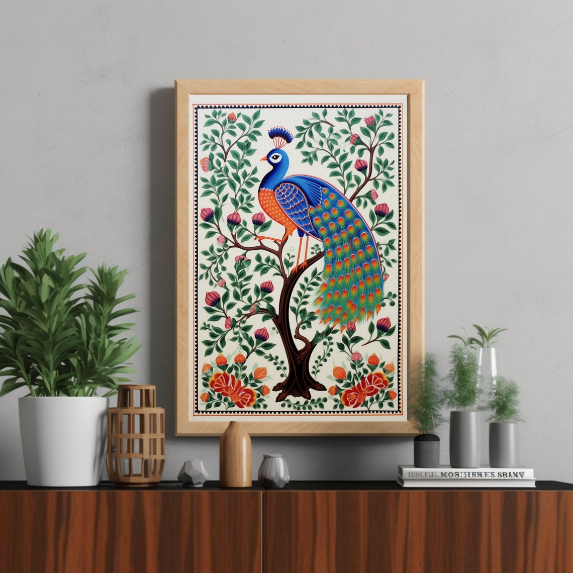 Indian Peacock Art Pichwai Art Indian Folk Art Indian - Etsy