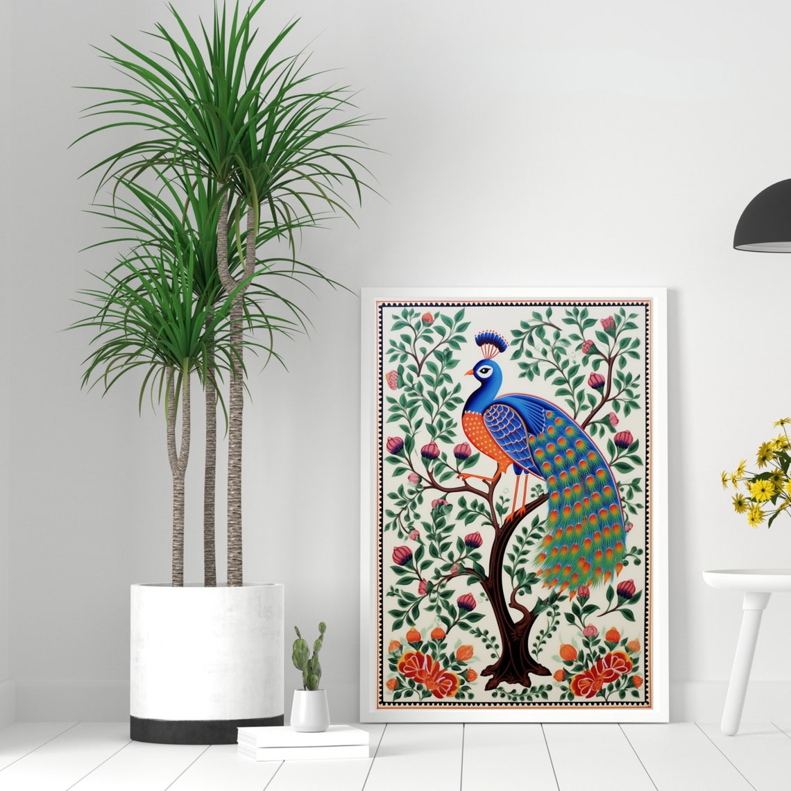 Indian Peacock Art Pichwai Art Indian Folk Art Indian - Etsy