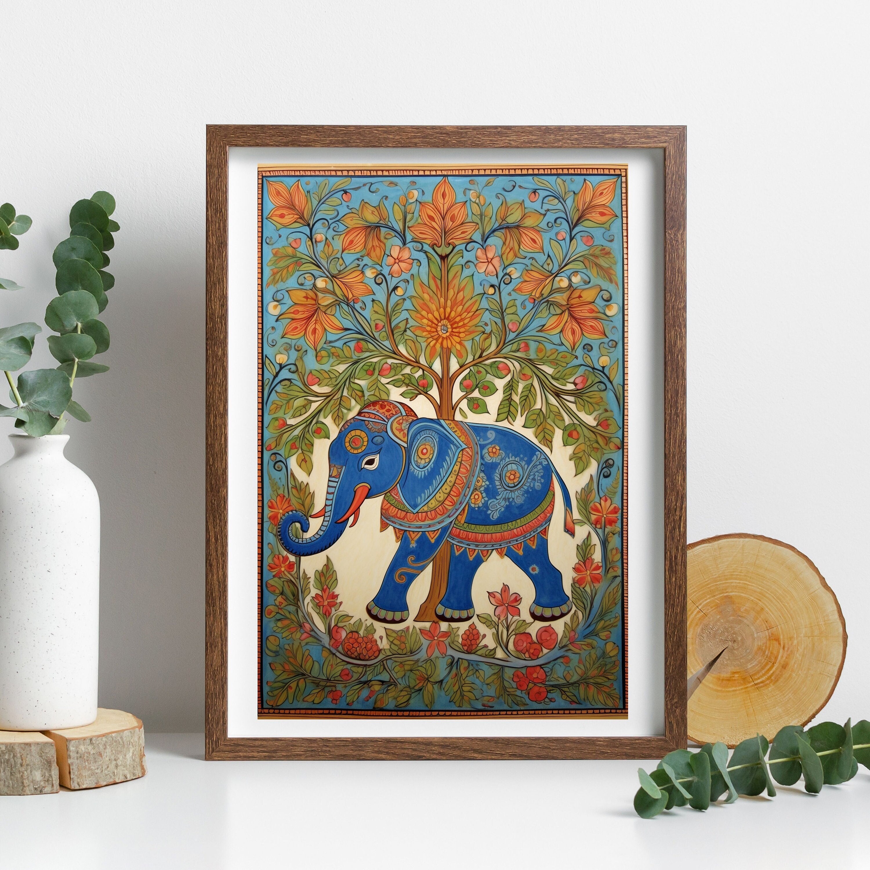 Madhubani Painting, Indian Wall Art, Indian Elephant Painting, Indian ...