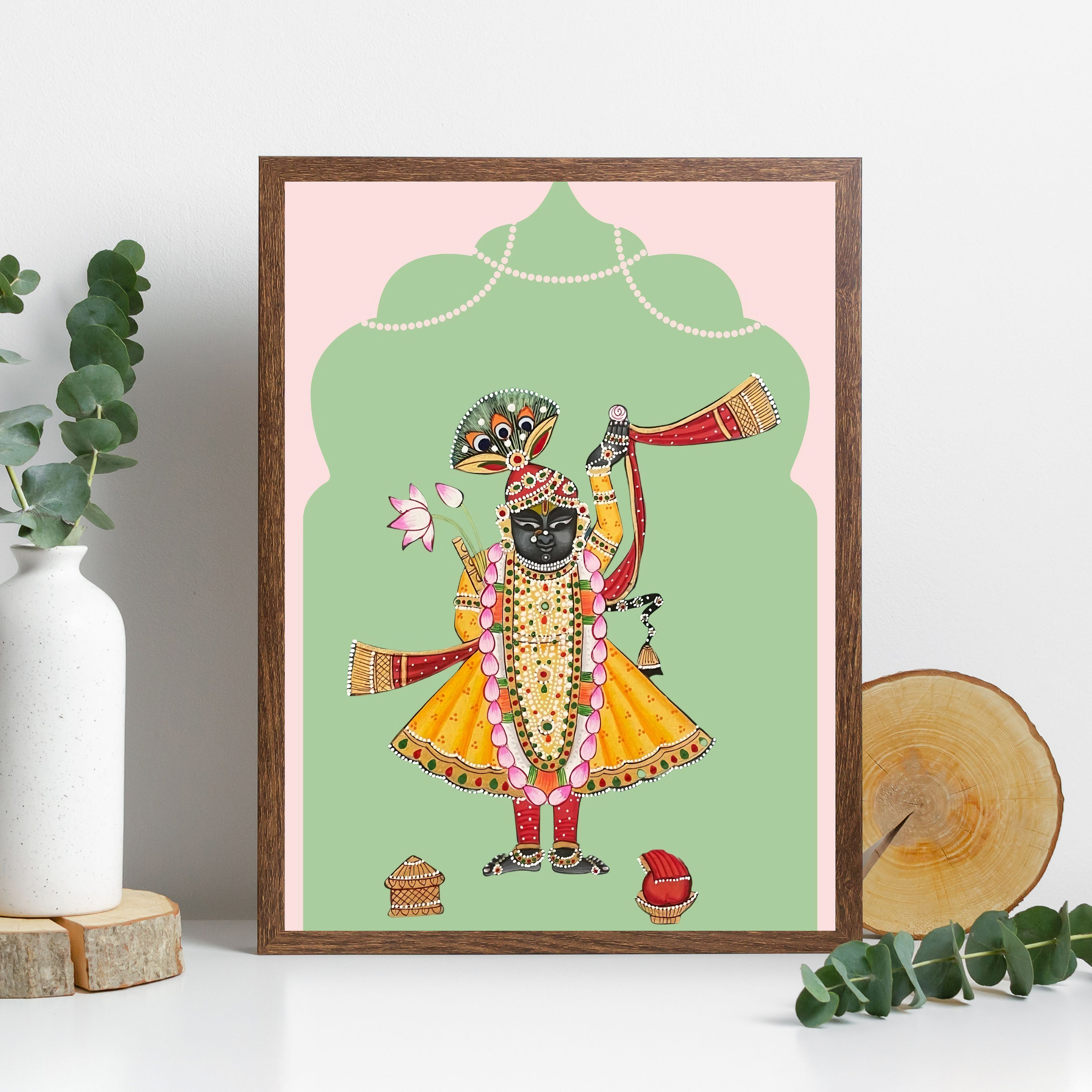 Indian Folk Art, Set of 3 Pichwai Prints, Living Room Decor, Hindu ...