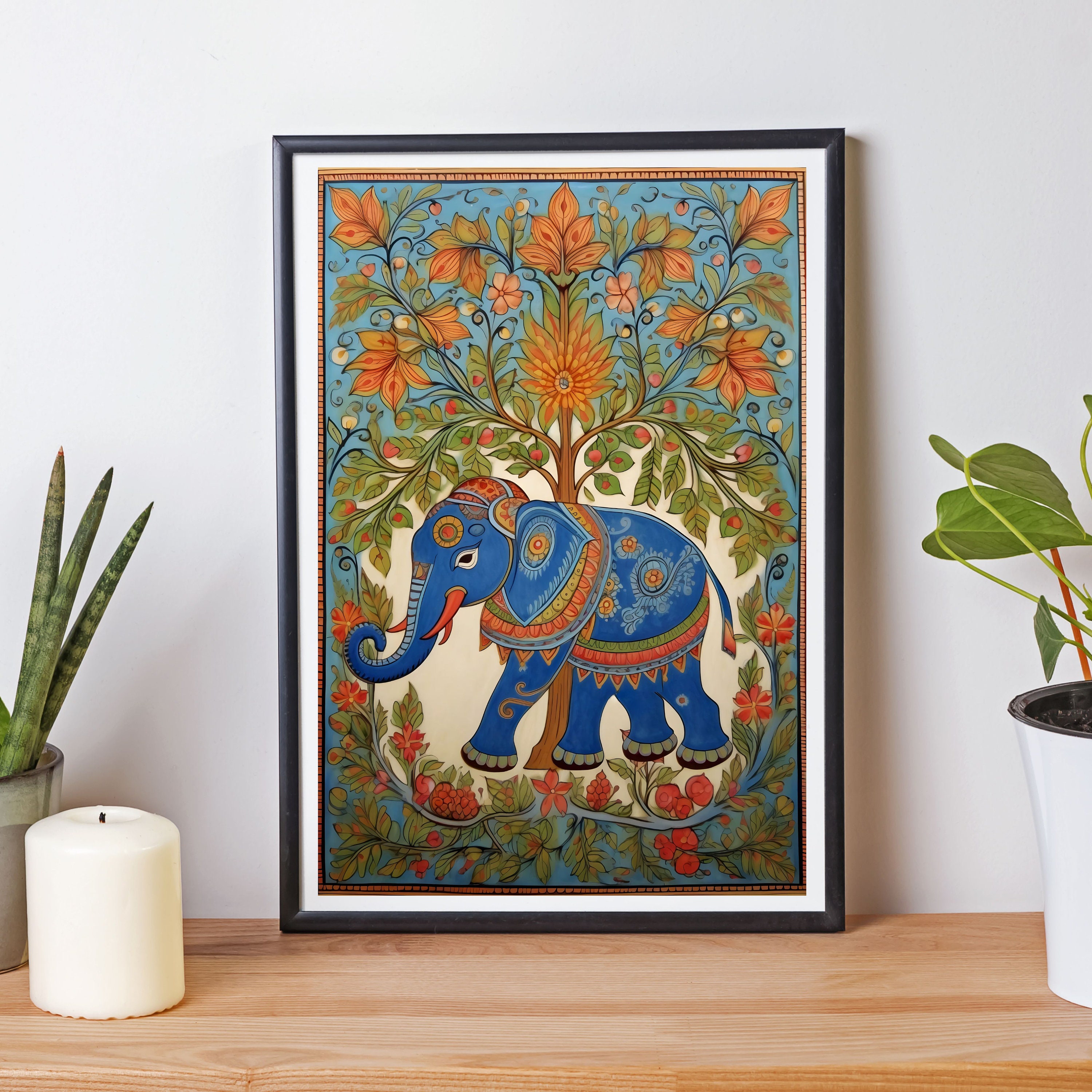Madhubani Painting, Indian Wall Art, Indian Elephant Painting, Elephant Prints, Vintage Art ...