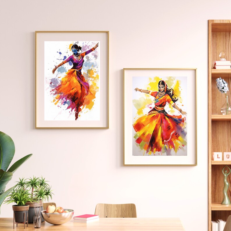 Indian Wall Art, Indian Woman Dance Painting, Dancing Indian Girl ...