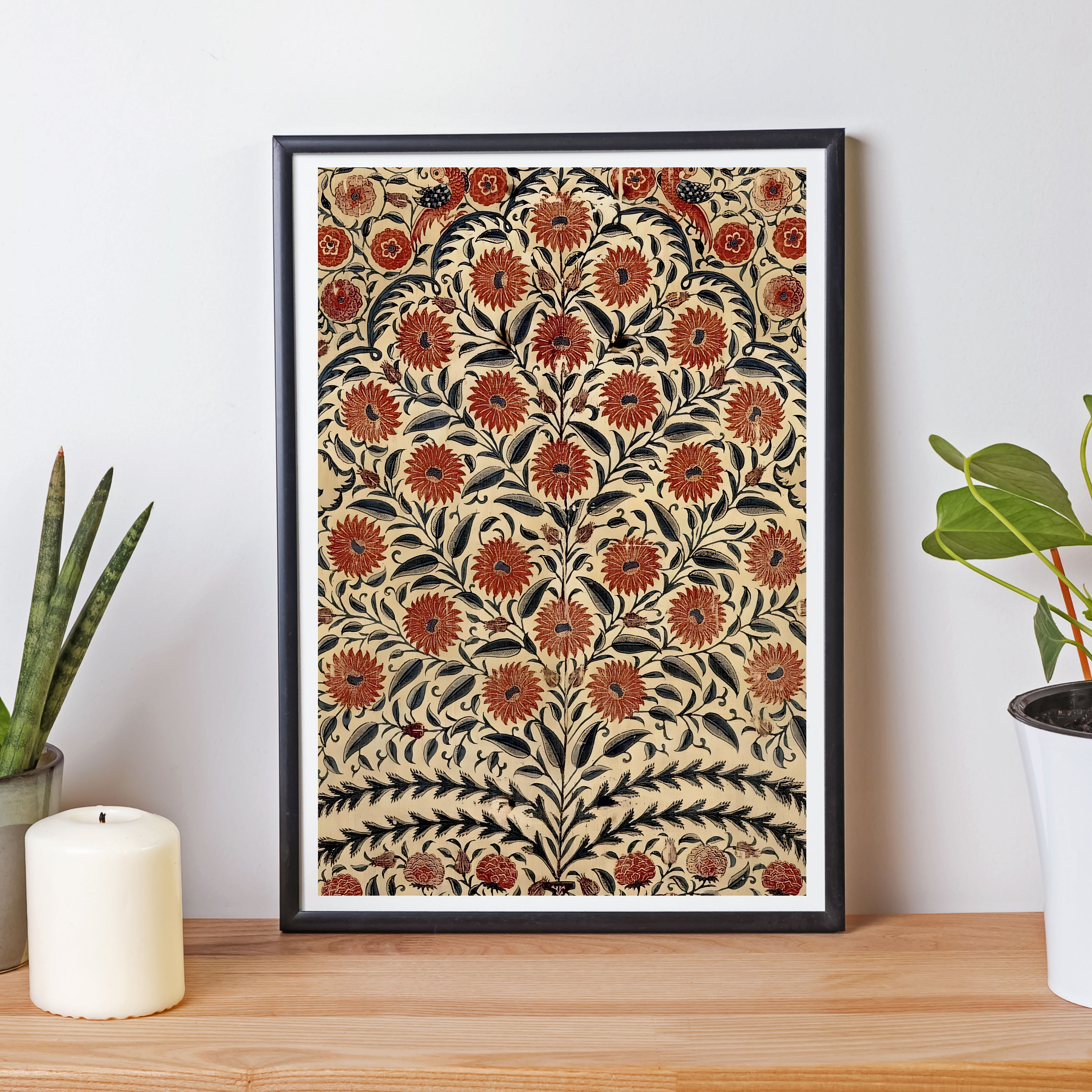 Indian Floral Art Set of 4, Indian Folk Art, Mughal Floral Art, Indian ...