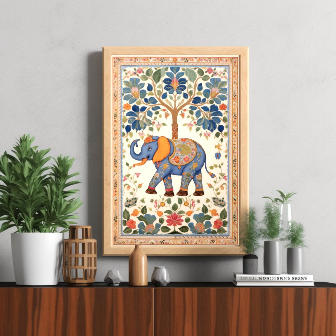 Indian Folk Art, Indian Elephant Print, Elephant Wall Art, Indian ...