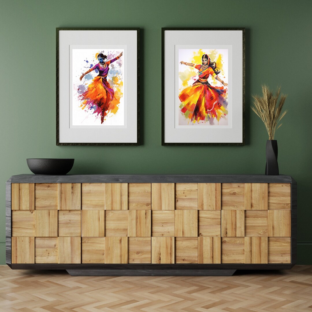 Indian Wall Art, Indian Woman Dance Painting, Dancing Indian Girl ...