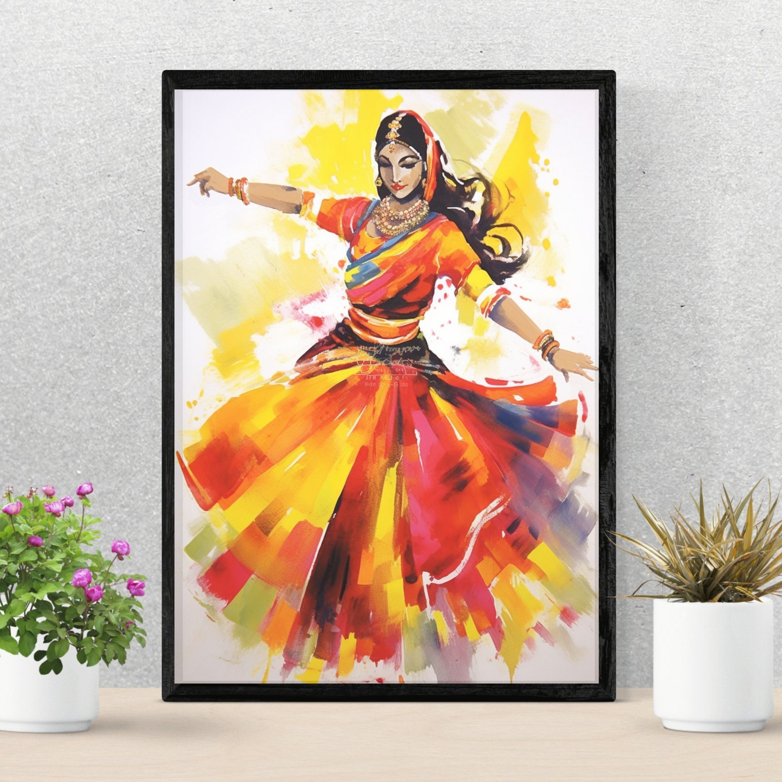 Indian Wall Art, Indian Woman Dance Painting, Dancing Indian Girl ...
