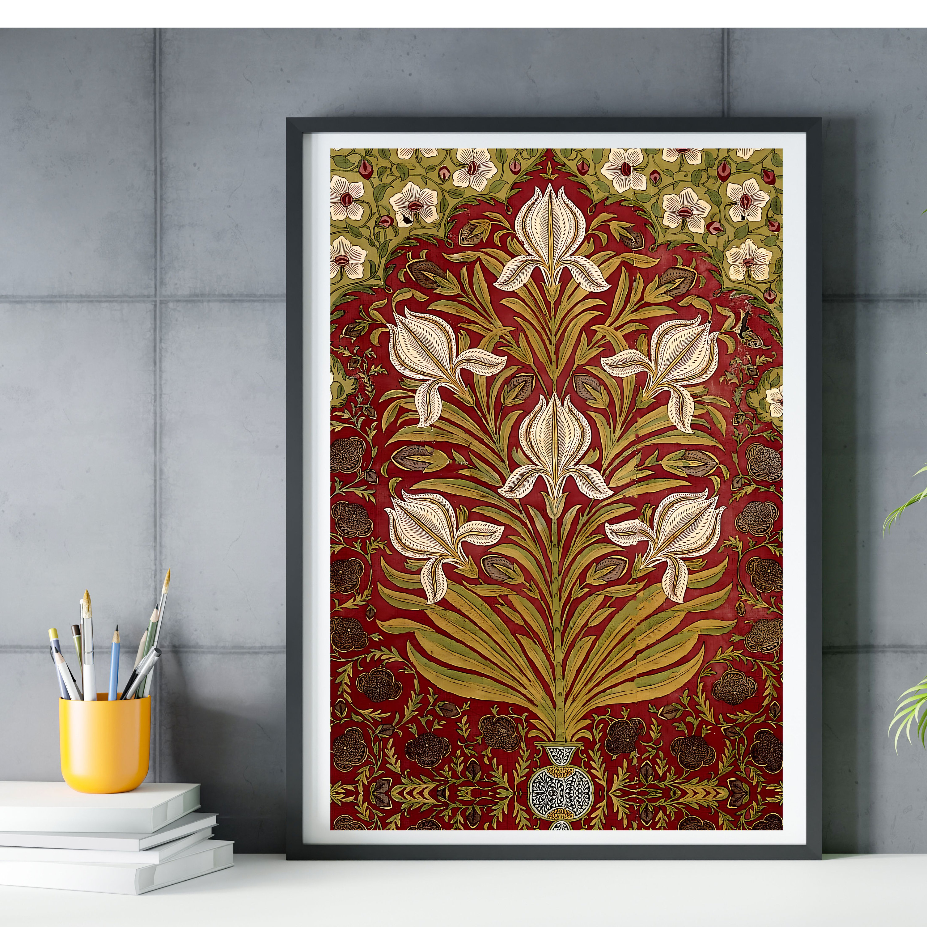Indian Floral Art Set of 4, Indian Folk Art, Mughal Floral Art, Indian ...