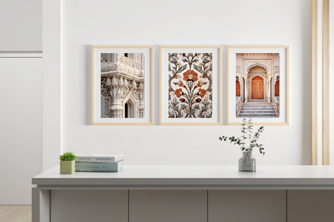Vintage India Gallery Wall Set of 3 , Indian Wall Art, Indian Palace ...