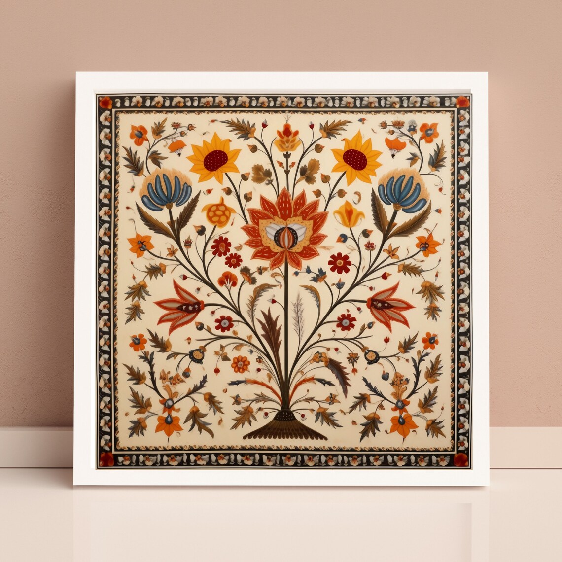 Indian Folk Art, Floral Prints, Indian Vintage Wall Art, Pichwai ...
