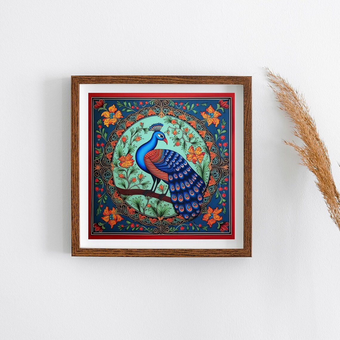 Madhubani Painting, Indian Wall Art, Indian Peacock Art, Vintage Peacock Painting, Vintage ...