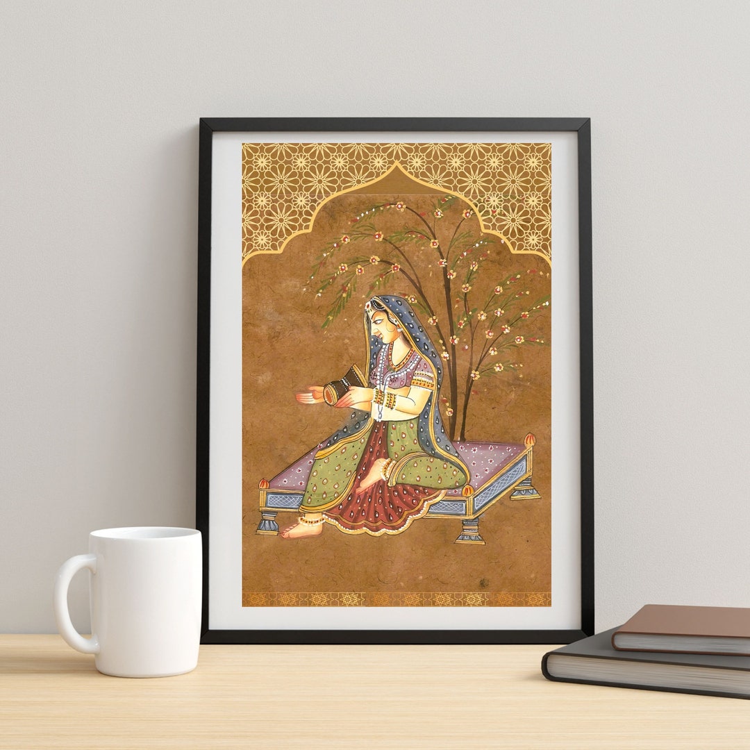 Indian Folk Art, Indian Royal Lady Art, Indian Mughal Painting, Indian ...