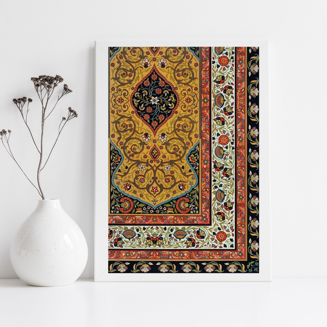 Turkish Wall Art, Mughal Art, Islamic Art, Islamic Floral Art, Floral ...