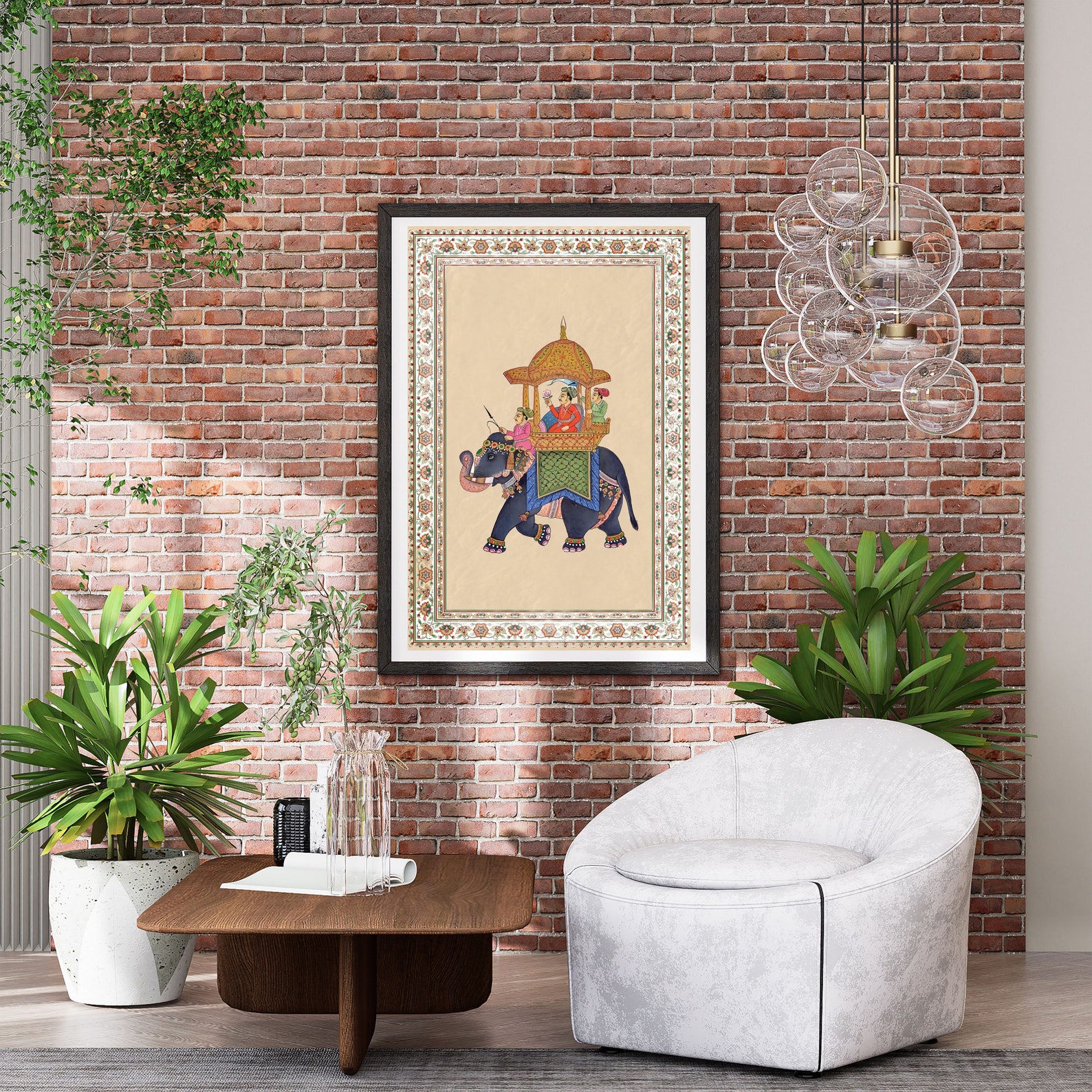 Indian Folk Art, Indian Elephant Print, Indian Wall Art , Indian Mughal ...