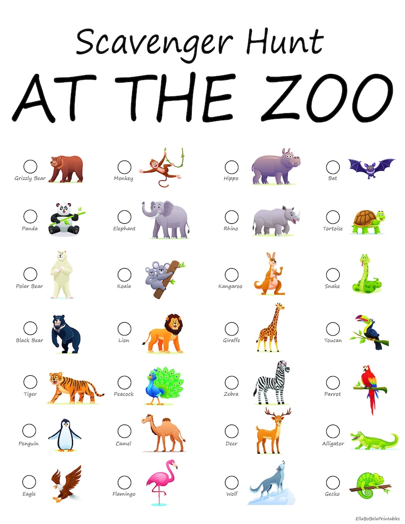 Scavenger Hunt at the Zoo - Etsy