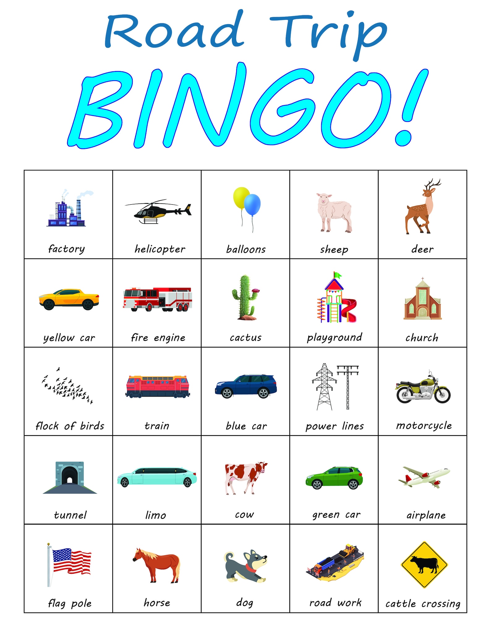 Road Trip Bingo - 6 Pages! - Etsy