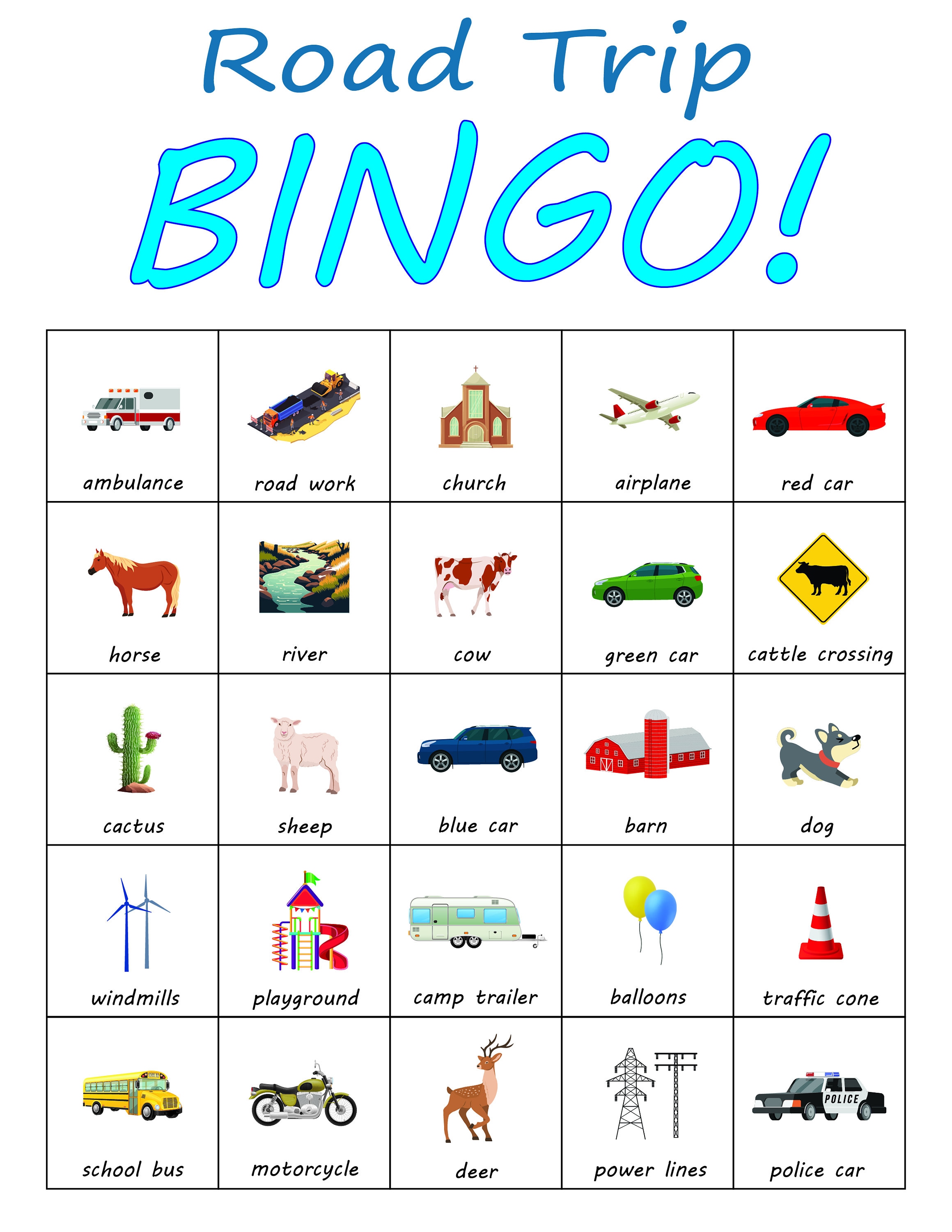 Road Trip Bingo - 6 Pages! - Etsy