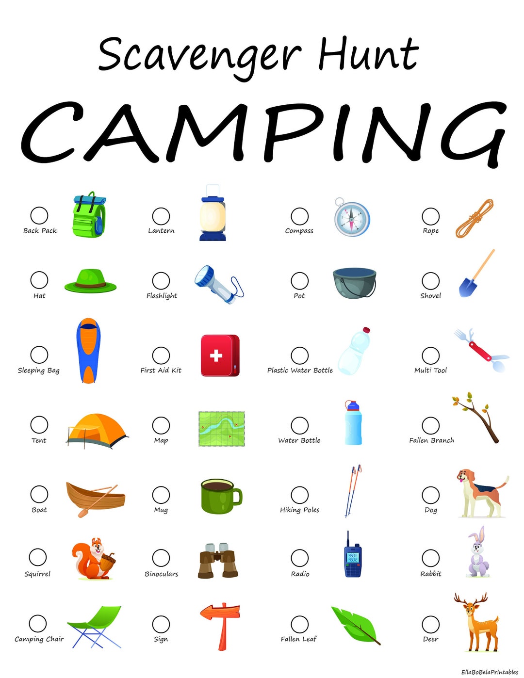 Scavenger Hunt for Camping - Etsy
