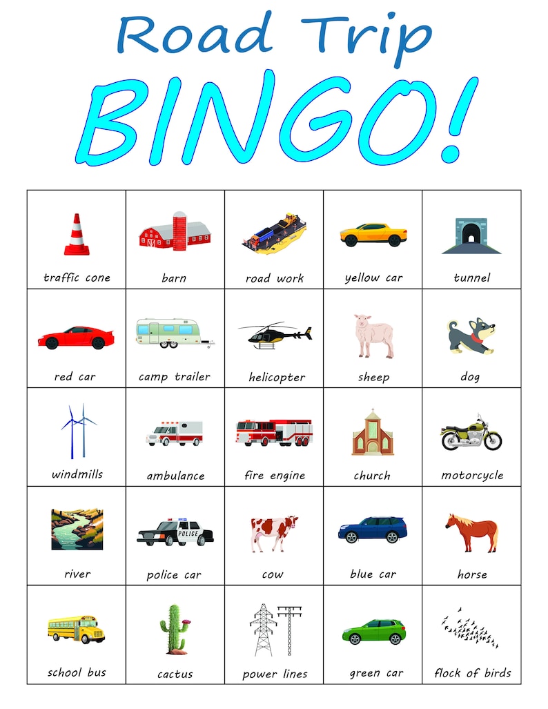 Road Trip Bingo - 6 Pages! - Etsy
