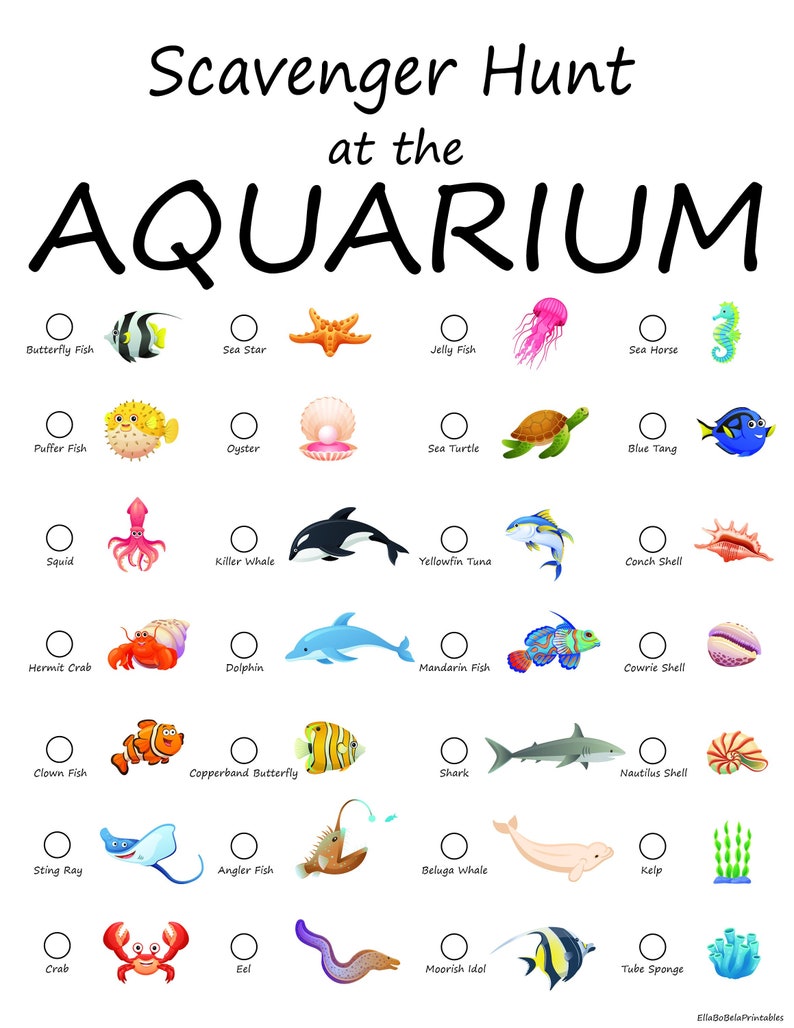 Scavenger Hunt at the Aquarium - Etsy
