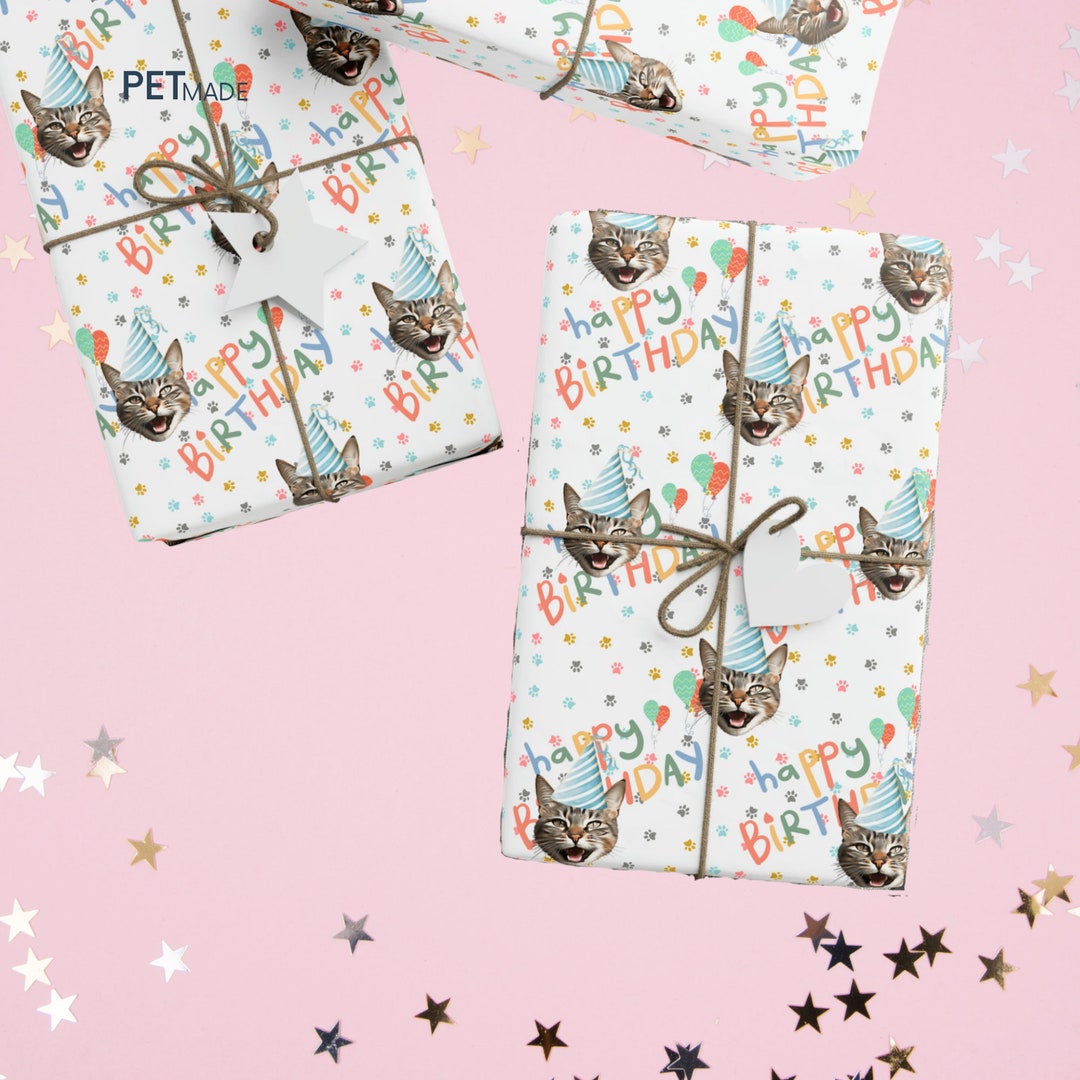 Custom Pet Wrapping Paper - Personalized Cat and Dog Birthday Wrap - Etsy