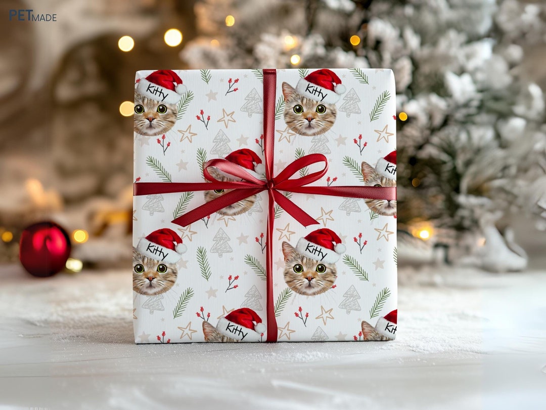 Custom Christmas Pet Wrapping Paper Using Pet Photo, Personalized Dog ...