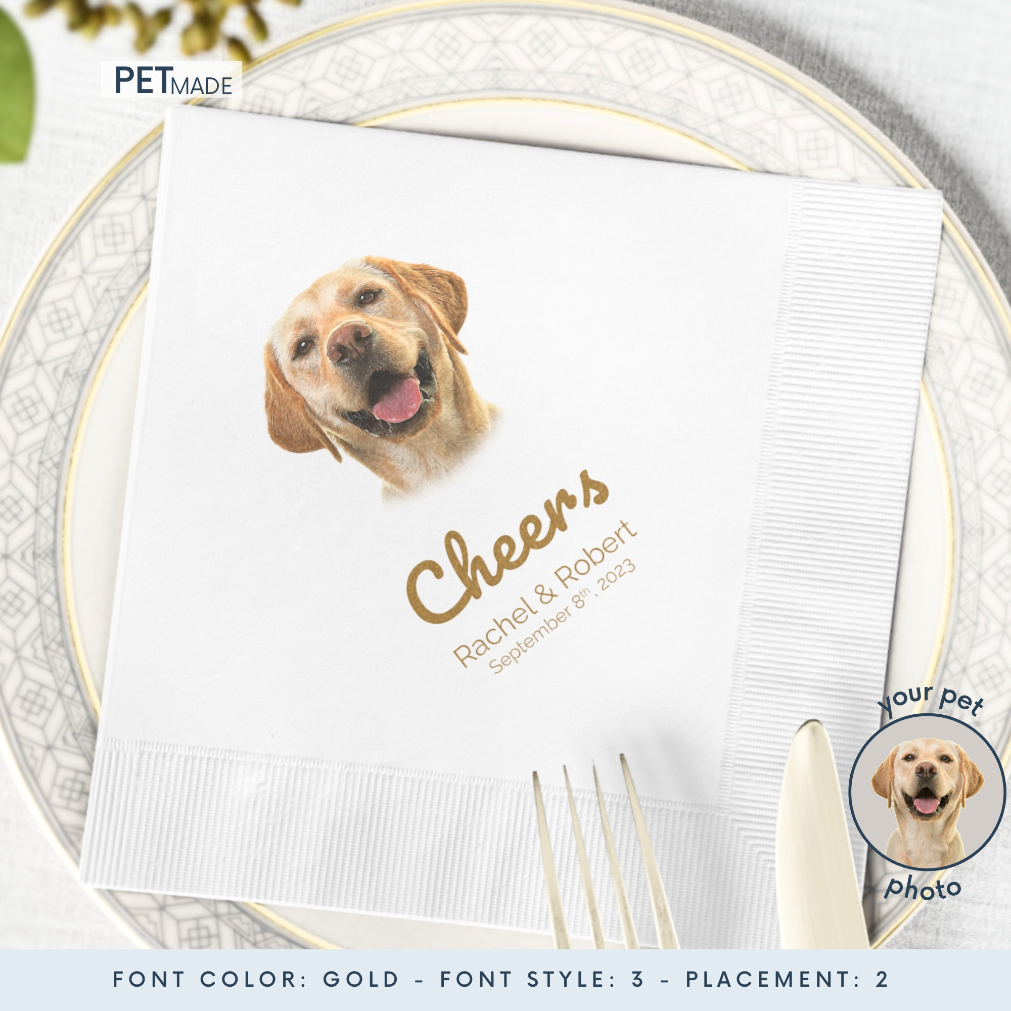 Custom Dog Wedding Napkins Personalized Pet Cocktail Napkins - Etsy