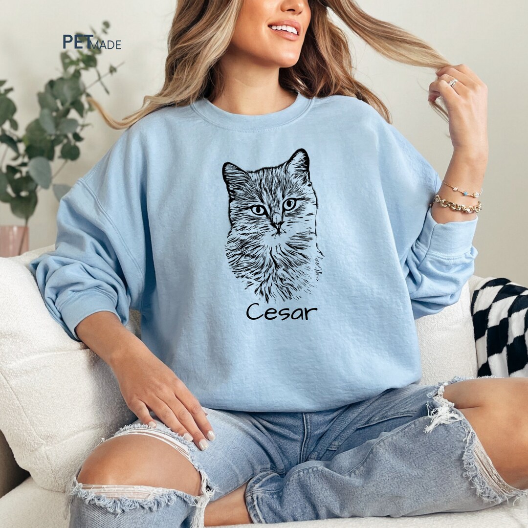 Custom Cat Sweatshirt From Photo, Personalized Cat Sweater, Cat Face ...