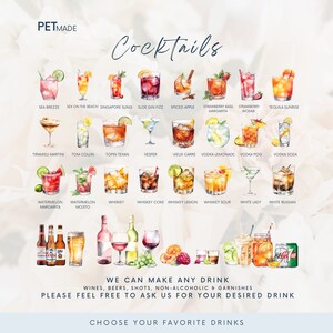 Custom Dog Signature Drinks Menu Card, Unique Pet Wedding Cocktail Sign ...