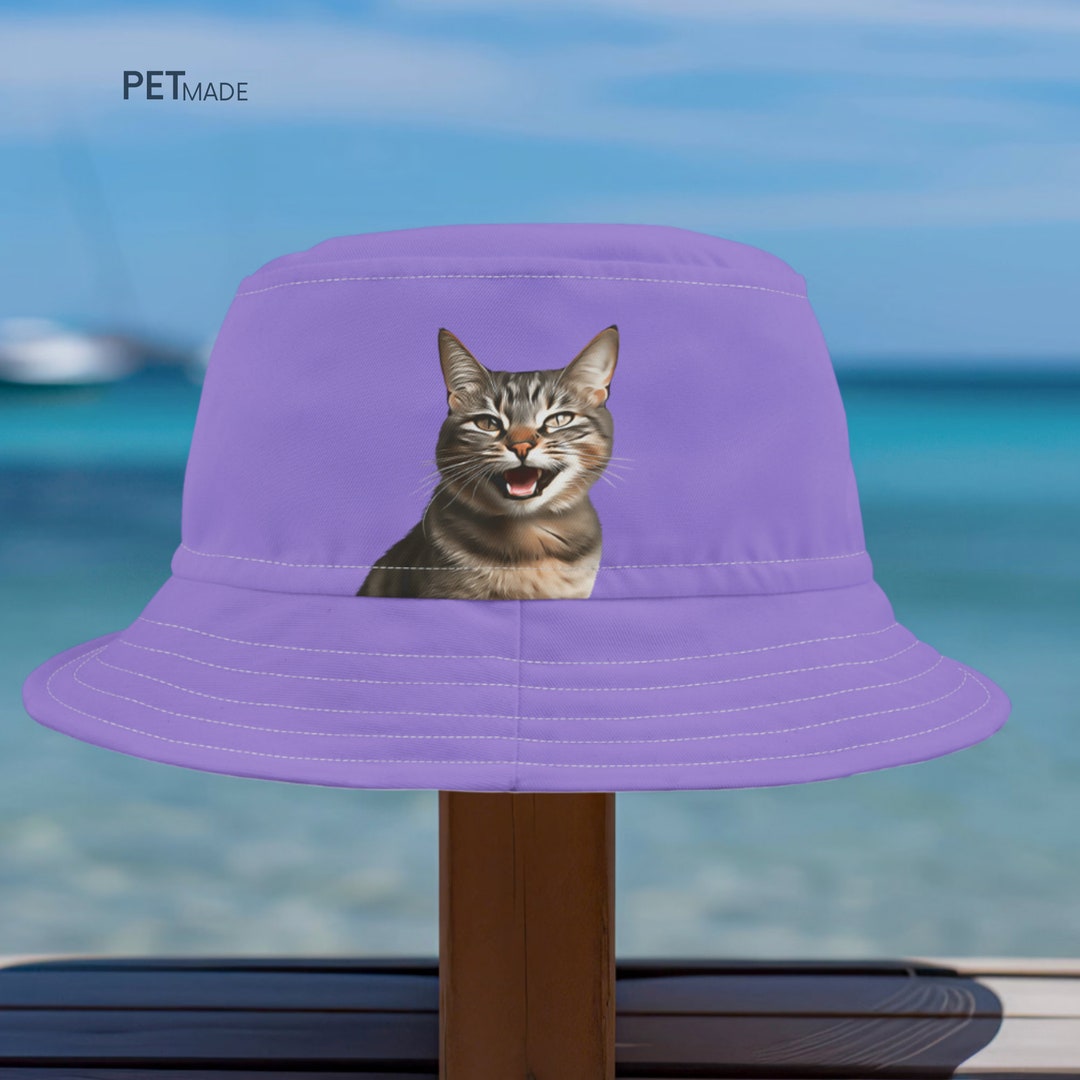 Personalized Cat Bucket Hat Using Pet Photo & Name, Cat Lover Hat ...
