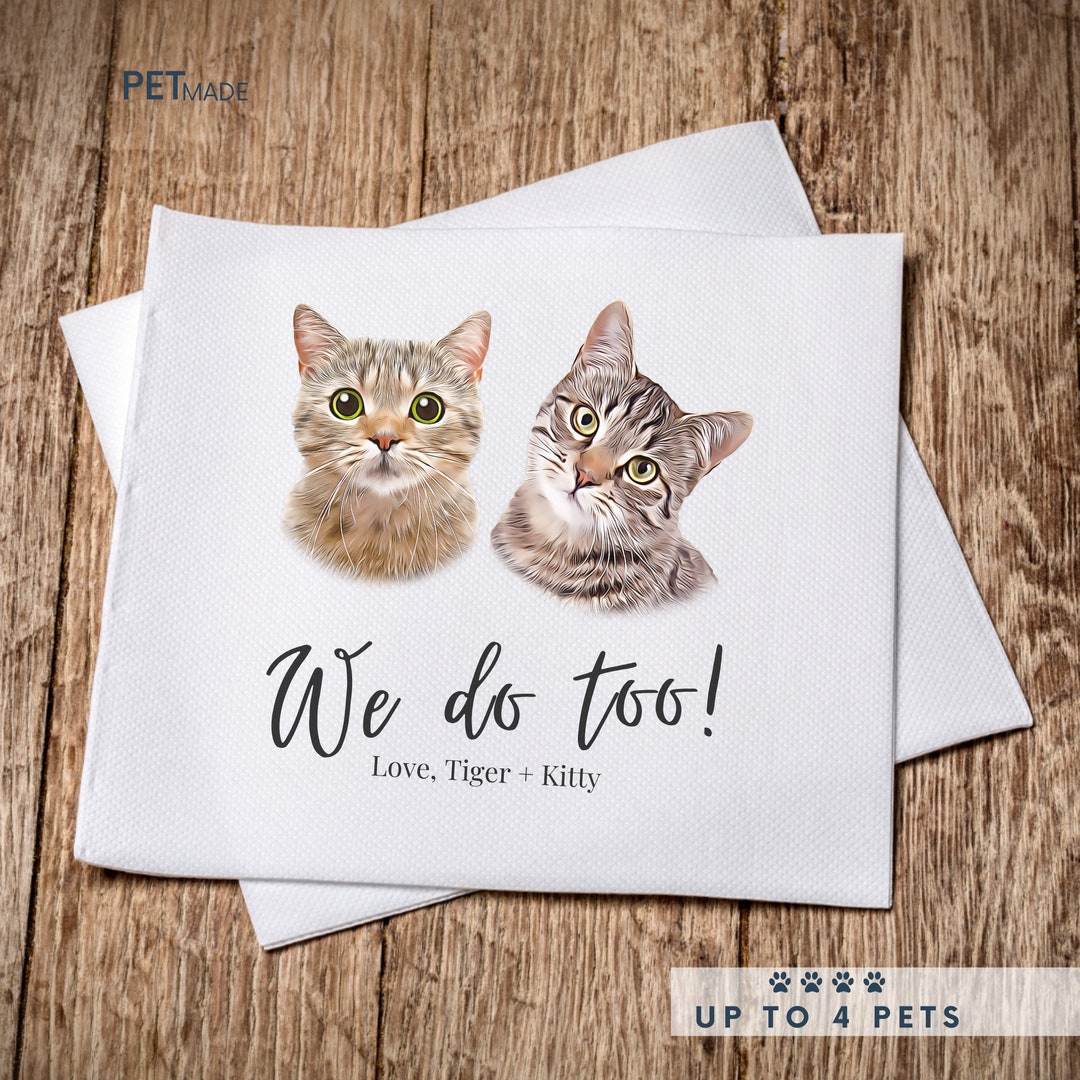Custom Cat Wedding Napkins, Uncoined Pet Wedding Napkins, Cat Cocktail ...