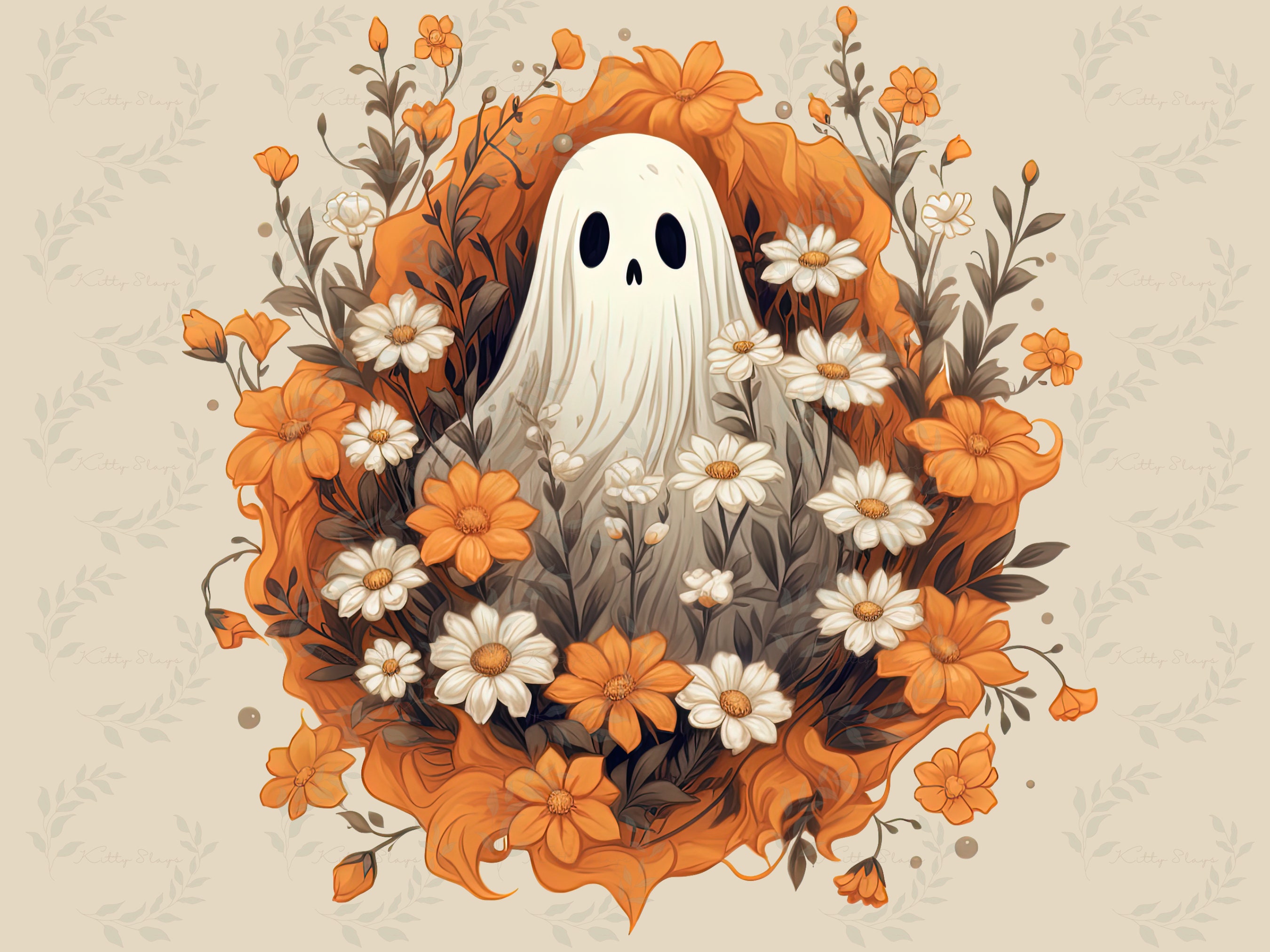 Halloween PNG Spooky Ghost Cute Flower Png Autumn - Etsy