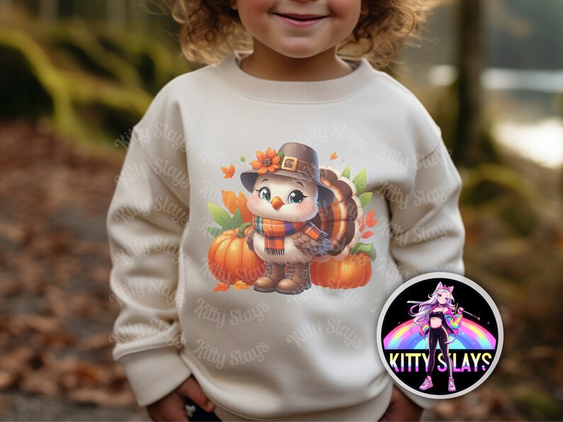 Girl Fall Turkey PNG, Kid Turkey Thanksgiving, Fall Vibe PNG, Cute ...