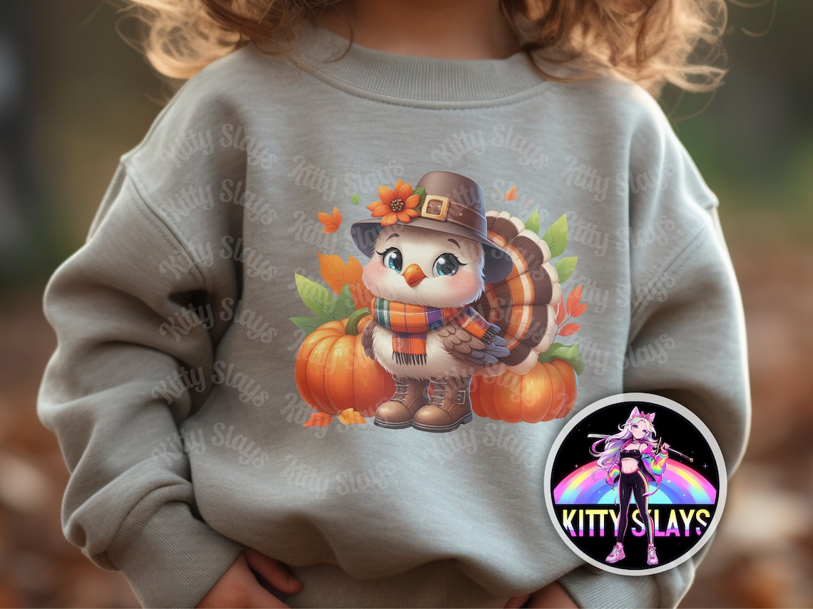Girl Fall Turkey PNG, Kid Turkey Thanksgiving, Fall Vibe PNG, Cute ...