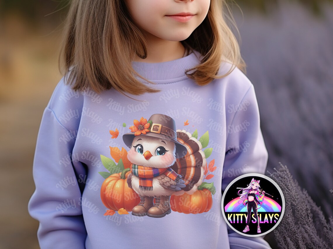 Girl Fall Turkey PNG, Kid Turkey Thanksgiving, Fall Vibe PNG, Cute ...