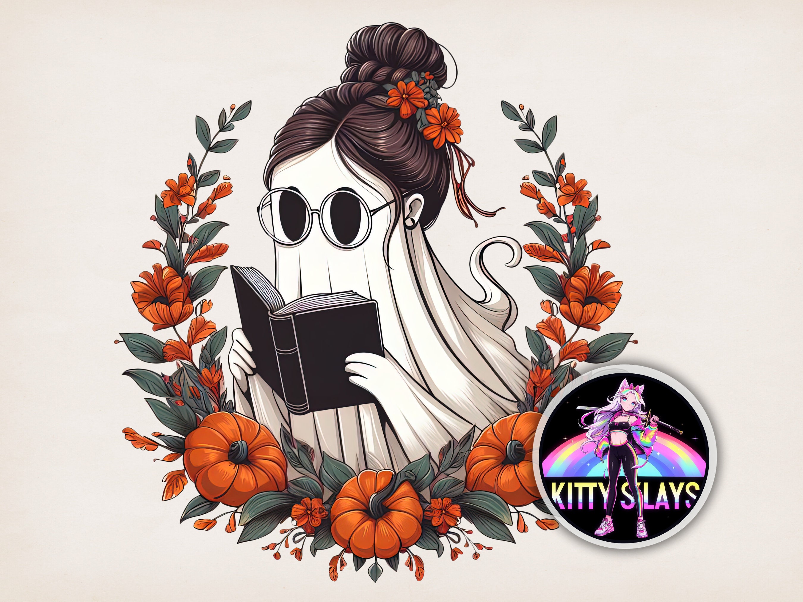 Ghost Reading Png Teacher Halloween Png Librarian Png Book - Etsy