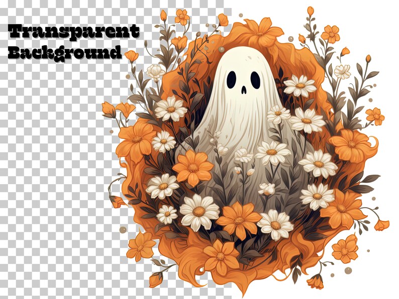 Halloween PNG Spooky Ghost Cute Flower Png Autumn - Etsy