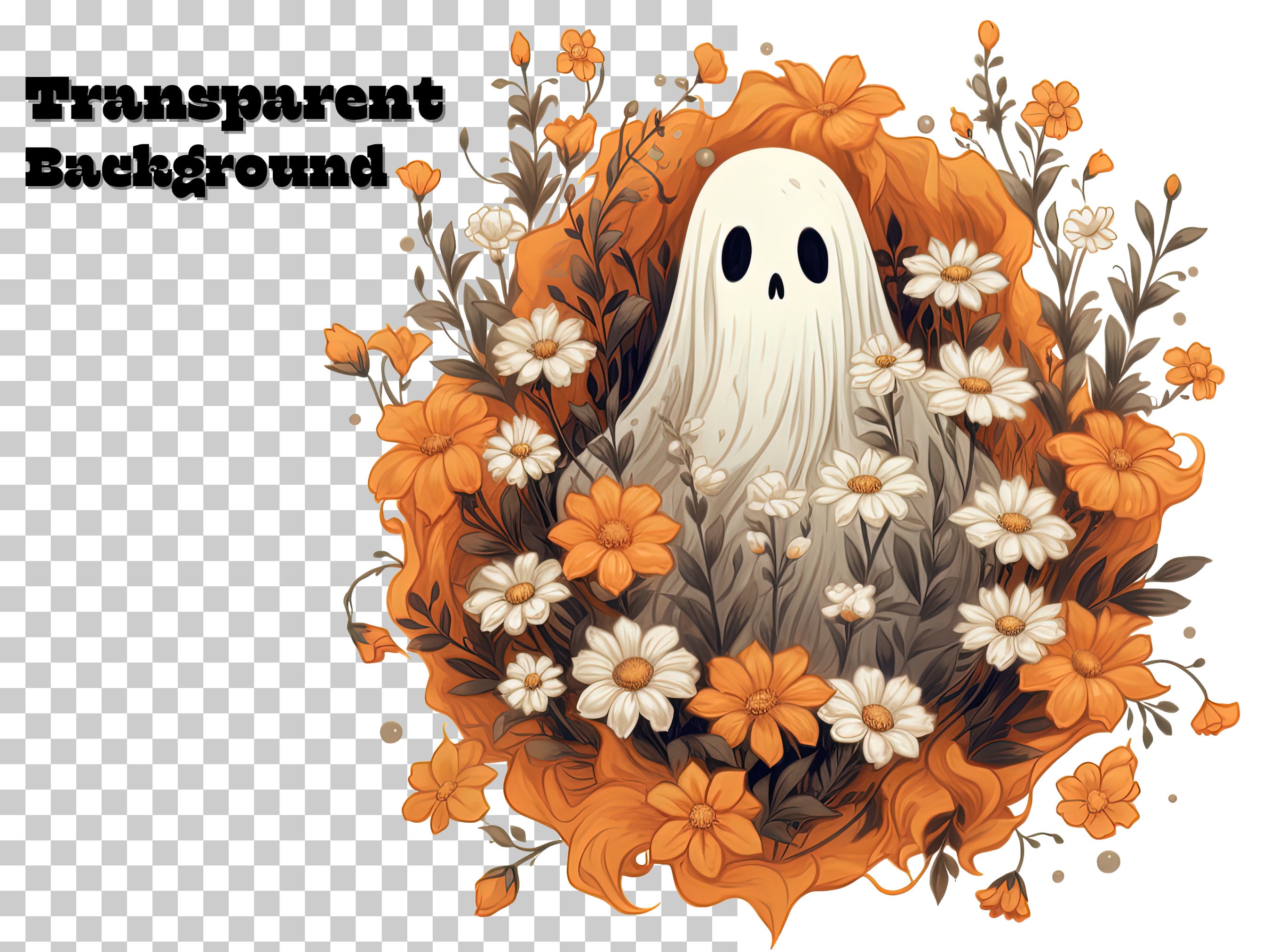 Halloween PNG Spooky Ghost Cute Flower Png Autumn - Etsy