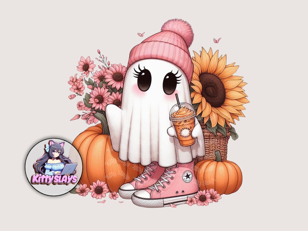 Halloween Ghost PNG, Cute Ghost Clipart, Coquette Halloween PNG Design ...