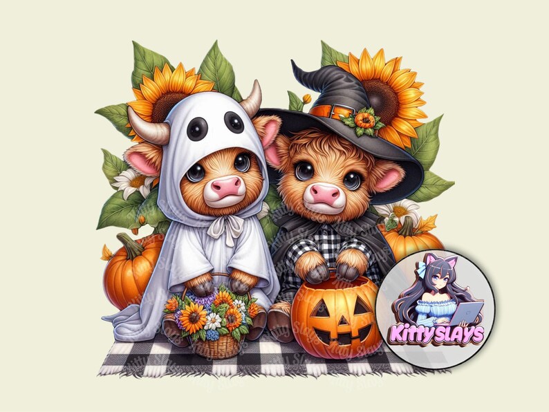 Cute Highland Cow Clipart, Cow Halloween PNG, Cow Lovers Halloween ...