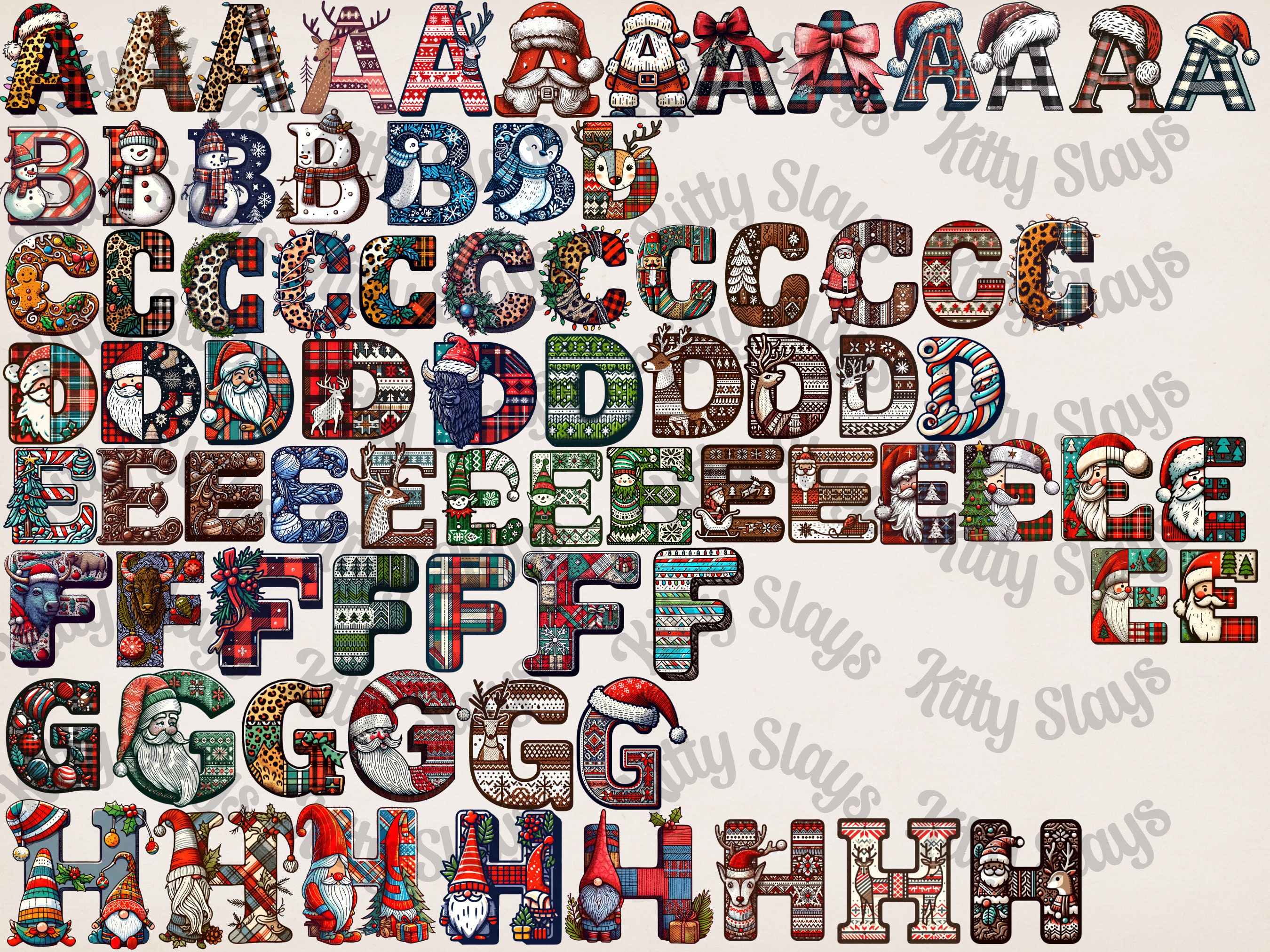 Christmas Lettering Xmas Clipart, Doodle Letter Numbers PNG ...