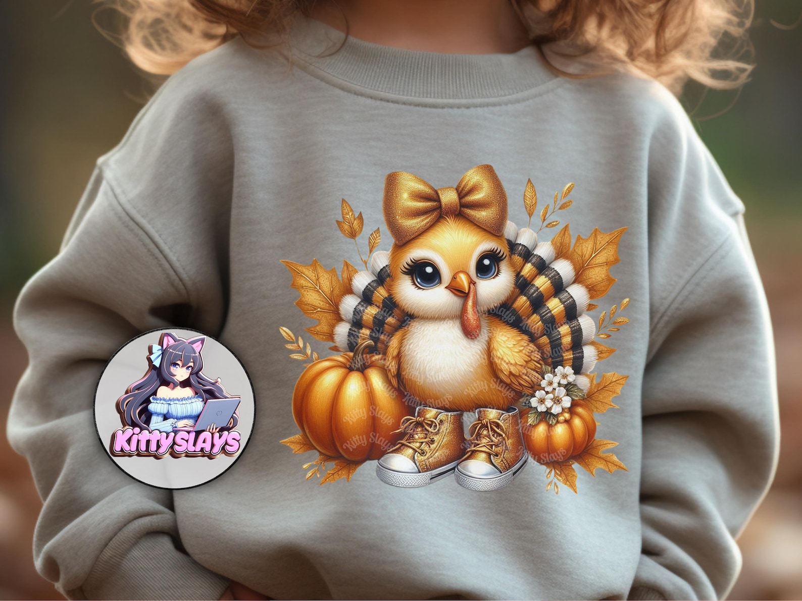Coquette Gold Glitter Turkey PNG Girls Fall Turkey Design Dtf Cute ...