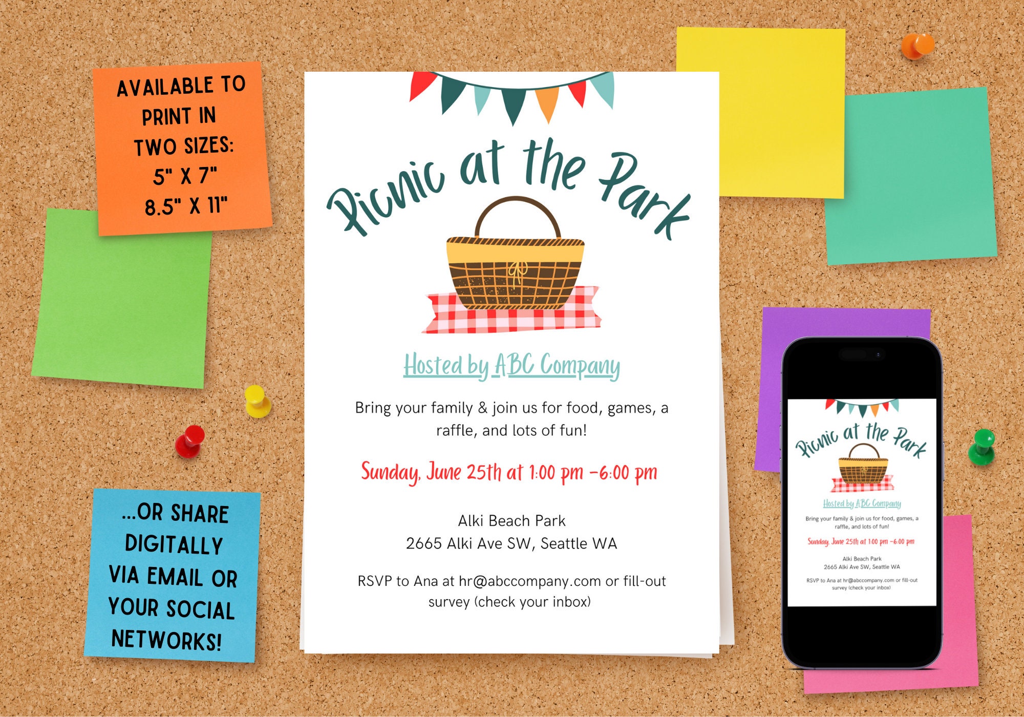 Company Picnic Flyer, Family Picnic Invite, Customer Appreciation ...