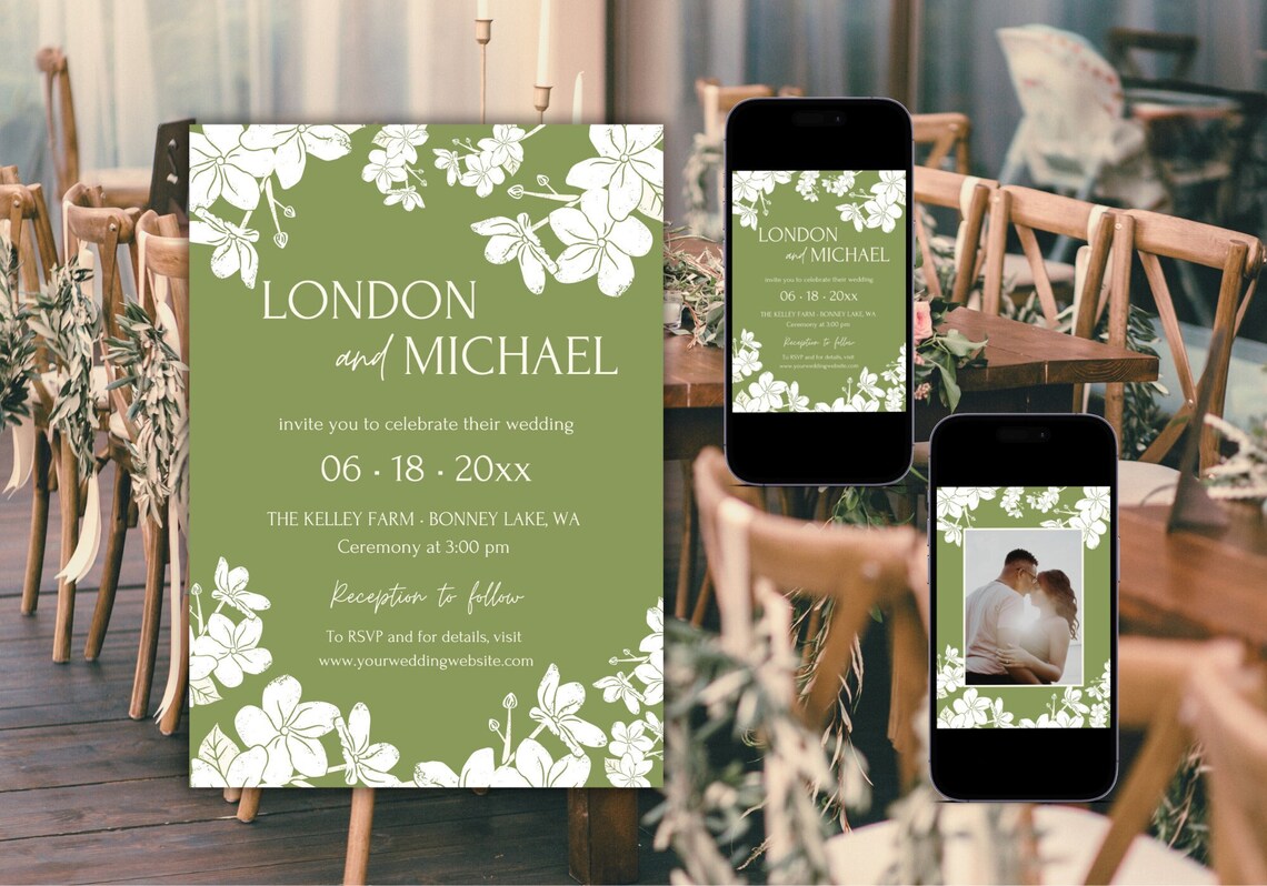 Green Wedding Invitation Sage Wedding Invitation Sampaguita - Etsy