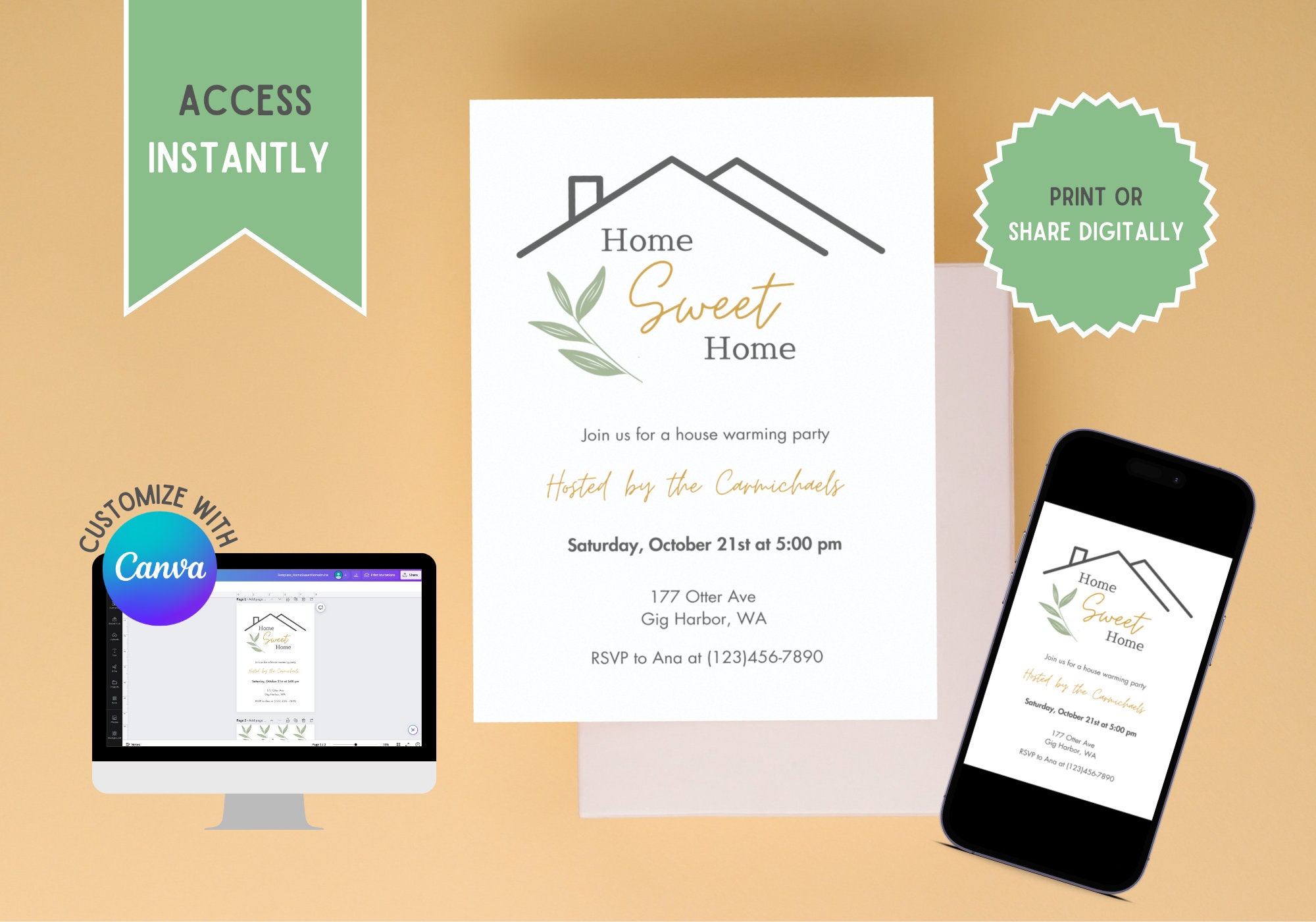 Housewarming Invite, Housewarming Party, Home Sweet Home Invite, Modern ...