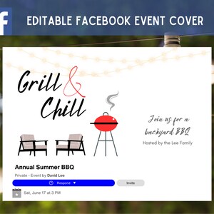 Grill & Chill BBQ Facebook Event Cover Template, Summer Cookout ...
