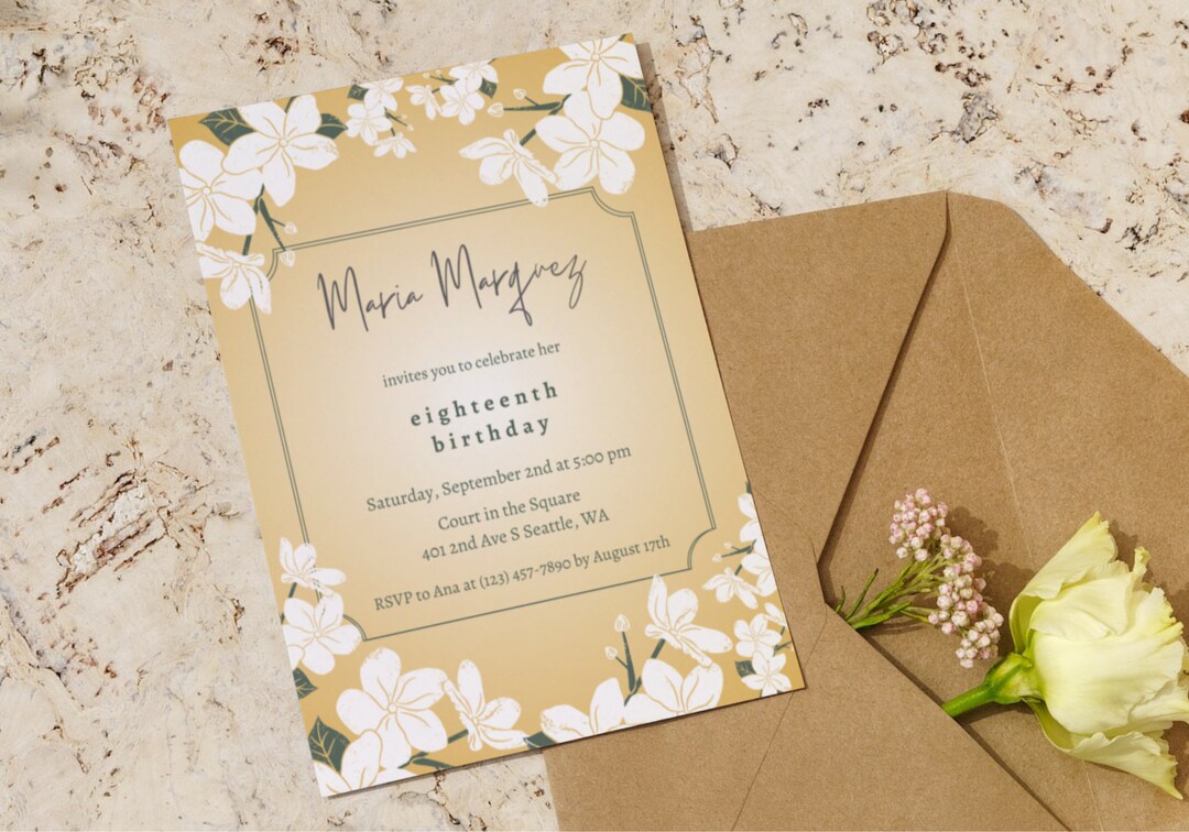 Filipino Debut 18th Birthday Party Invitation Sampaguita - Etsy