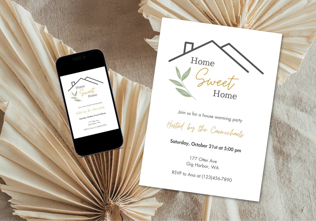 Housewarming Invite, Housewarming Party, Home Sweet Home Invite, Modern ...