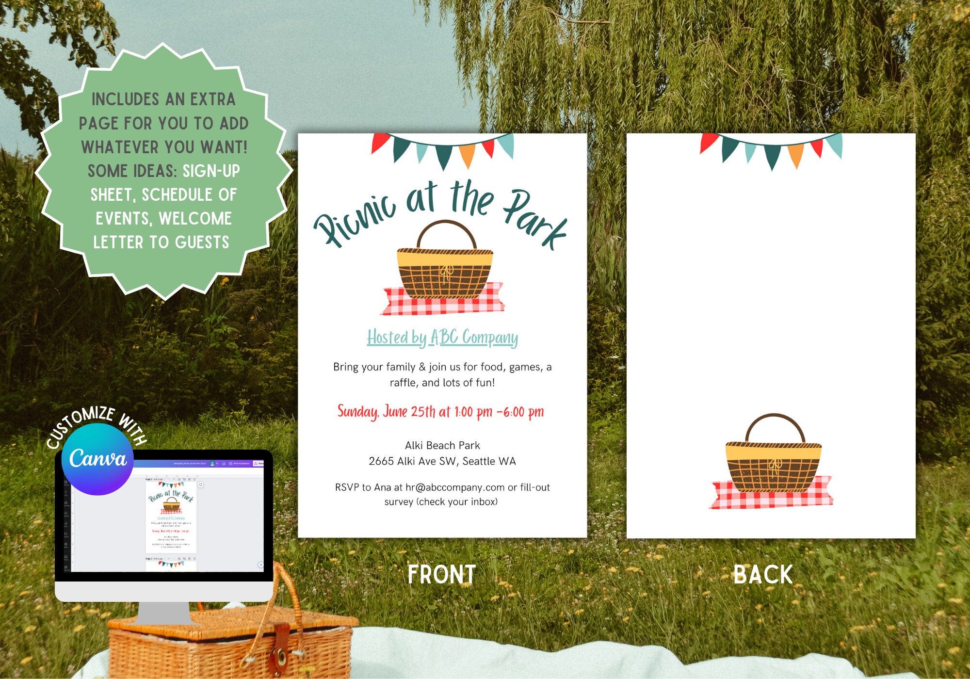 Company Picnic Flyer, Family Picnic Invite, Customer Appreciation ...