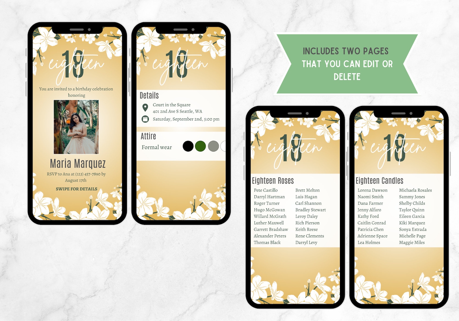 Animated Filipino Debut 18th Birthday Party Invitation, Sampaguita ...